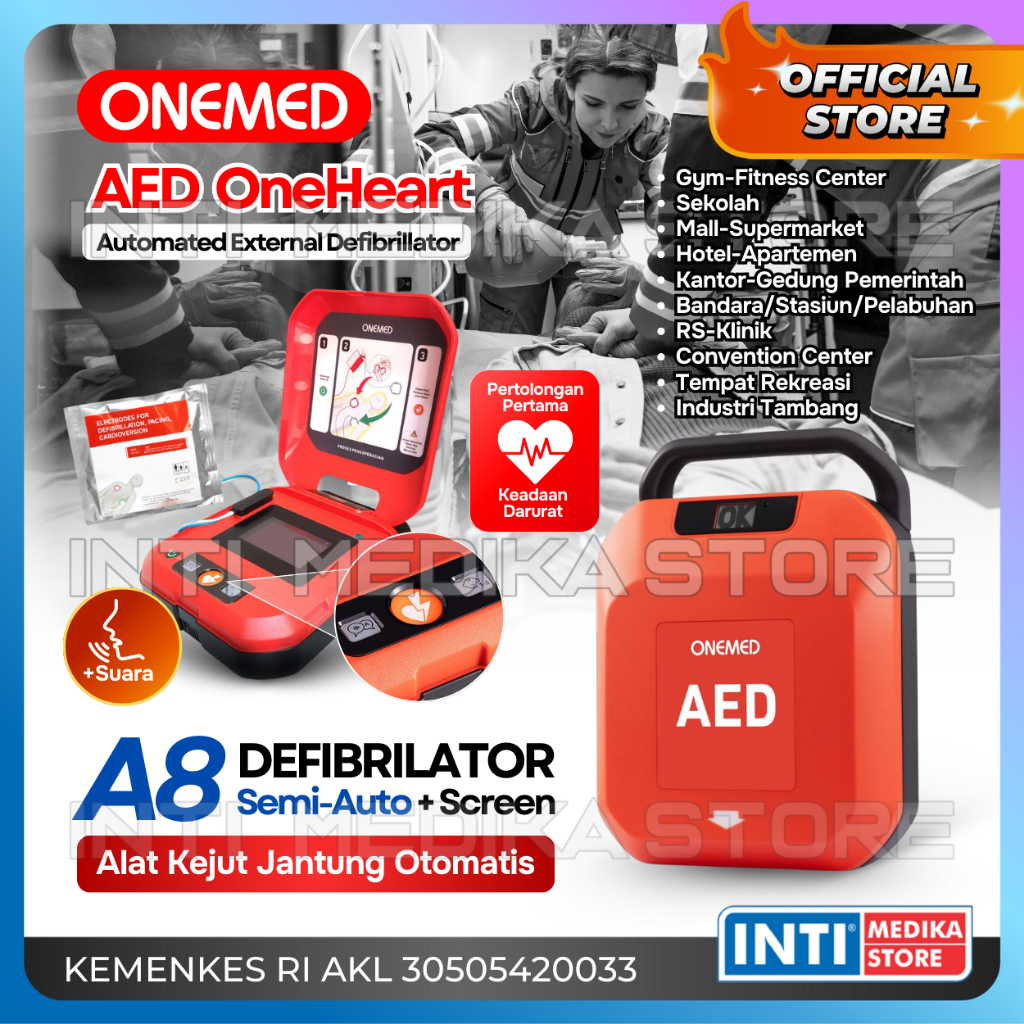 Jual ONEMED - AED OneHeart A8 Semi-Auto dengan Layar + Panduan Suara | Alat Pacu Kejut dan Ritme ...
