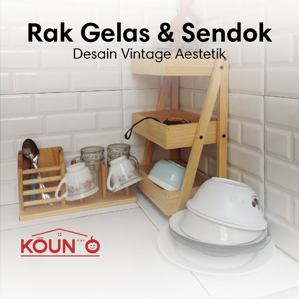 Jual Rak Gelas Piring Kayu Dish Rack Susun Serbaguna Kitchen Set ...