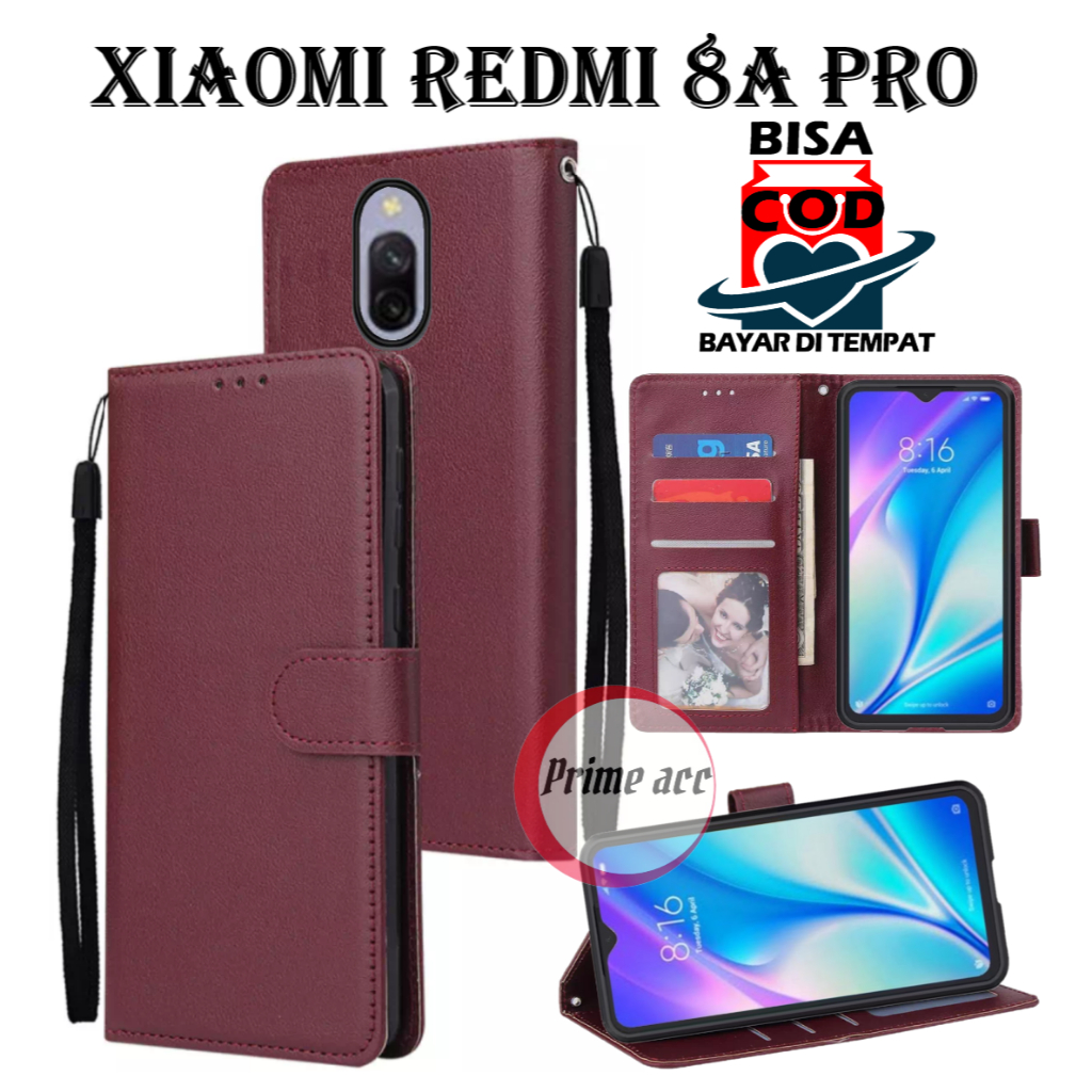 Jual flip case xiaomi redmi 8A PRO leather case casing dompet handphone ...