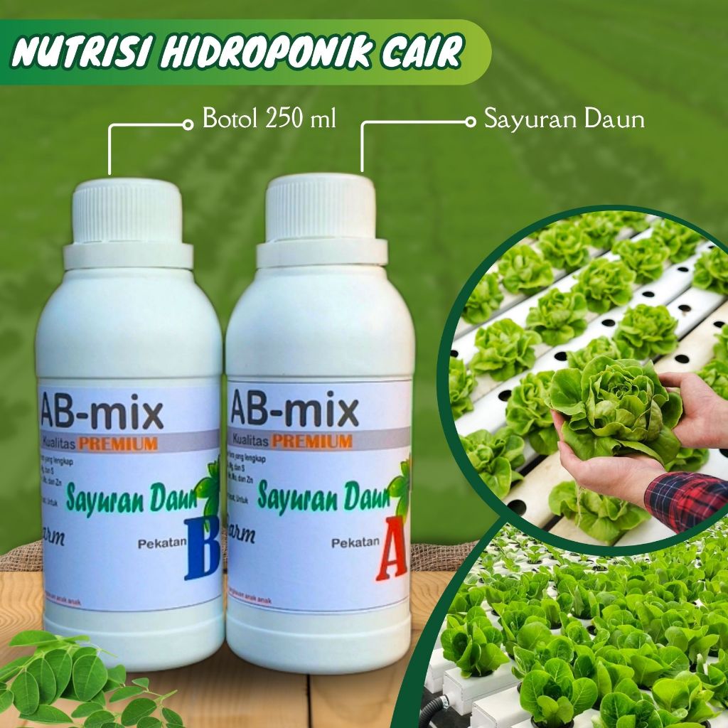 Jual AB Mix hidroponik sayuran daun - pupuk nutrisi hidroponik cair 250 ml | Shopee Indonesia