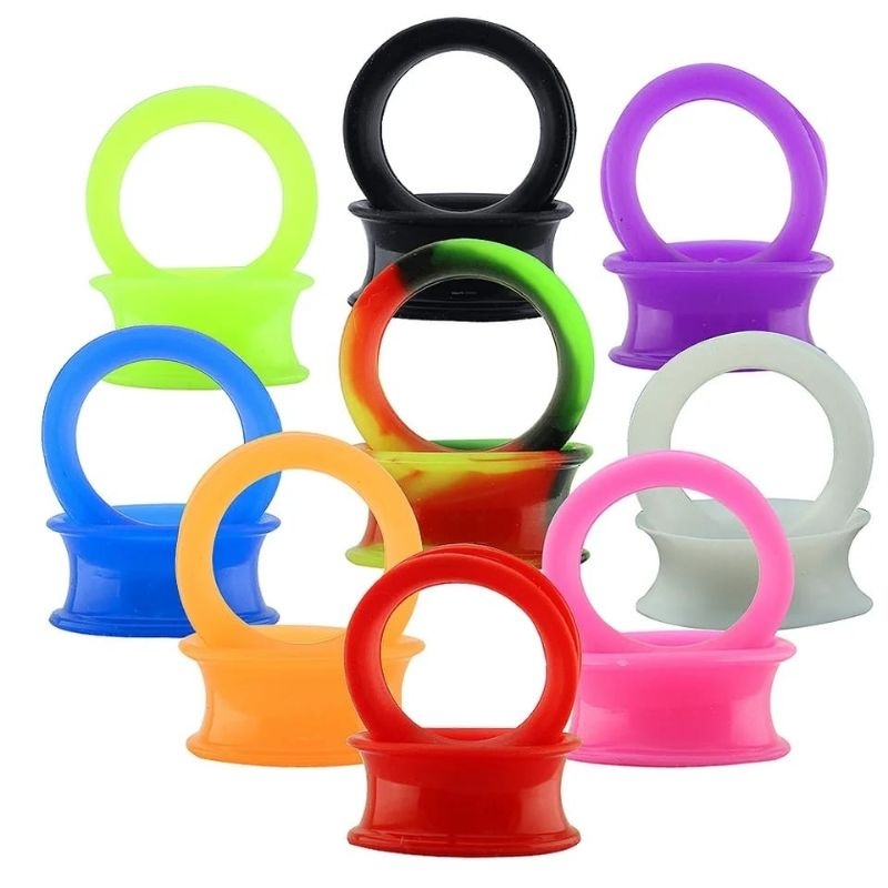Jual PIERCING TELINGA SILIKON RANDOM / PIERCING EAR PLUG / PLONG KARET ...
