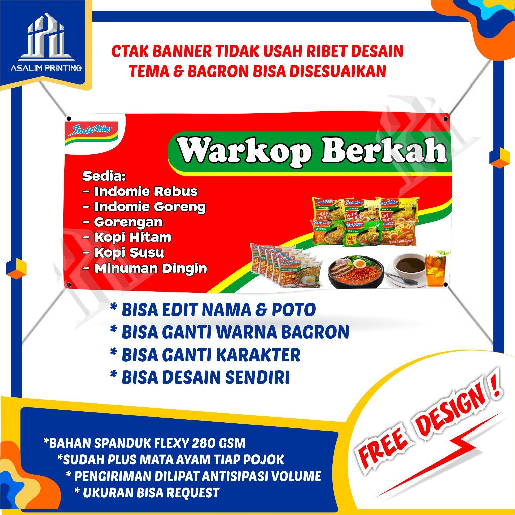 Jual Spanduk Warkop Warung Kopi Warmindo Banner Dagang Mie Rebus ...