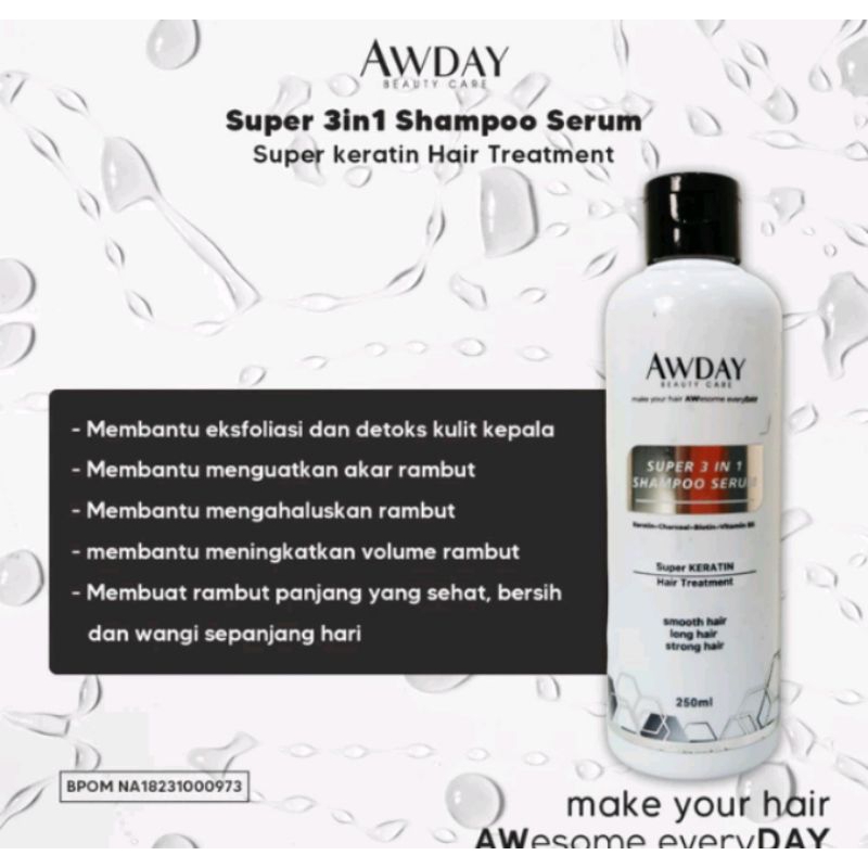Jual Shampoo AWDAY 3 in 1 SUPER Keratin 250mL | Shopee Indonesia