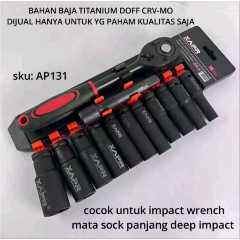 Jual APR AP131 MATA shock set rachet baja sock 1/2inch deep impact 8mm ...