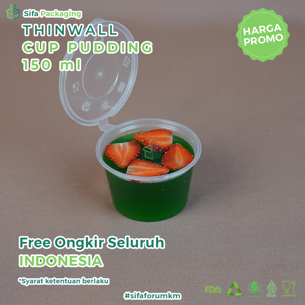 Jual Thinwall Cup Puding 150ml Tempat Klip Sambal Selai Eskrim Sauce ...
