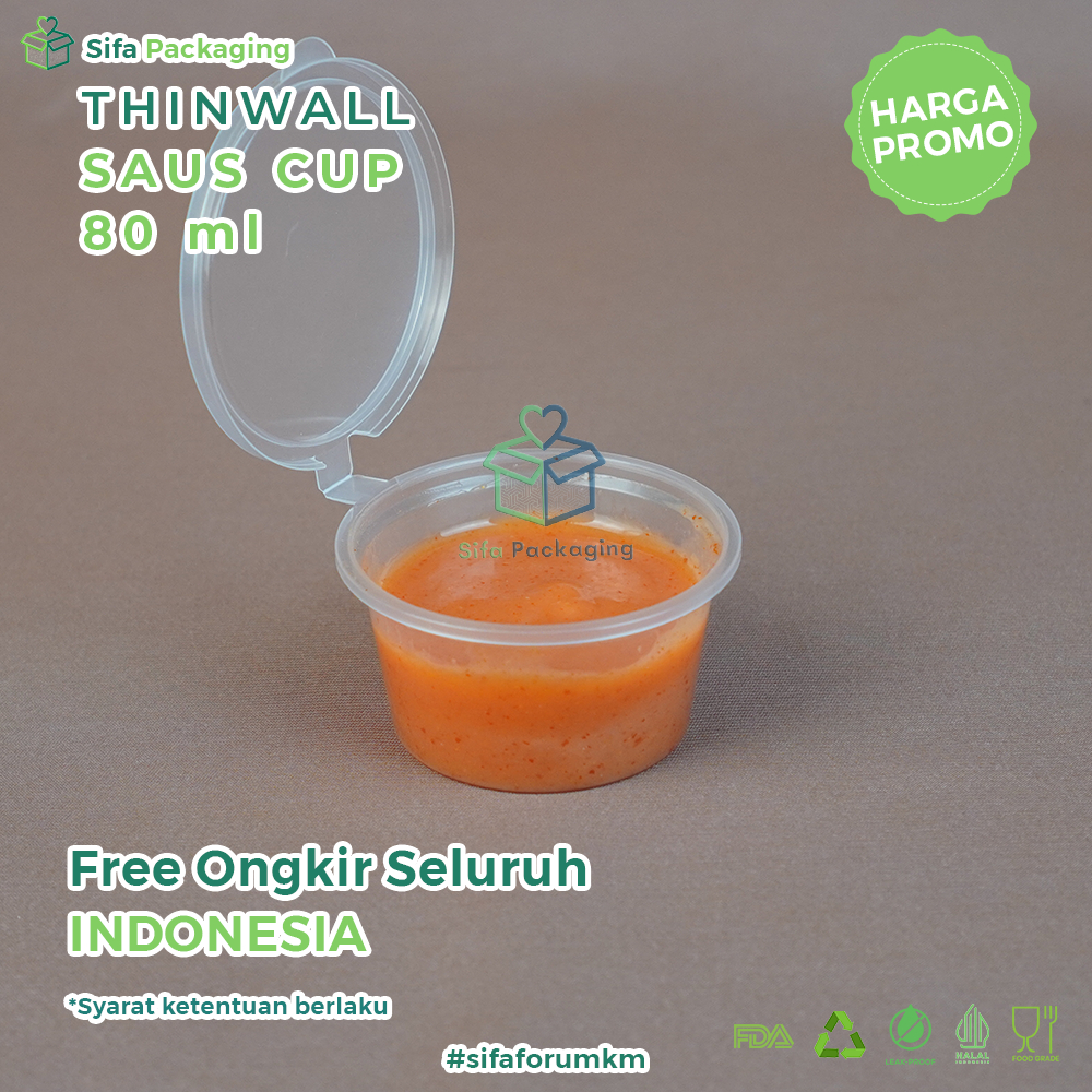 Jual Thinwall Saus Cup 80ml Isi Tempat Klip Saos Sambal Kecap Mayonaise ...