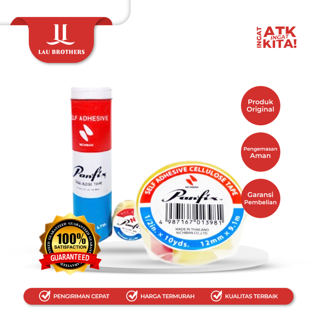 Jual PANFIX SELOTIP BENING/ CELLULOSE TAPE 0.5" x 10YARD (1ROLL ...