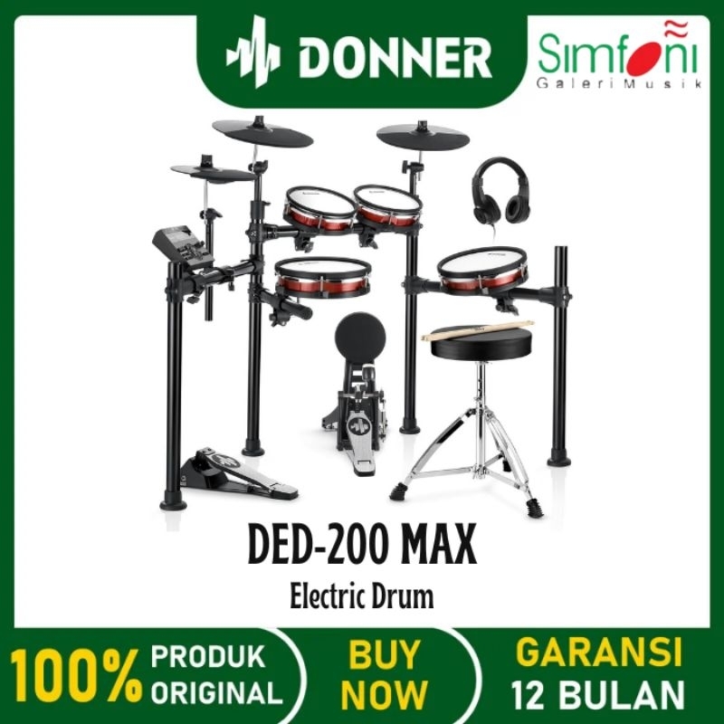 Jual Donner DED-200 MAX Set Drum Elektronik dengan Mesh Head | Shopee ...