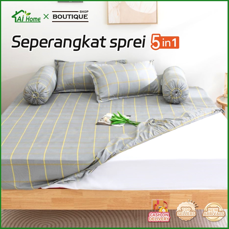 Jual Ai Home Seprei Set Motif Aesthetic Seprei Kotak Ala Korea Ukuran ...