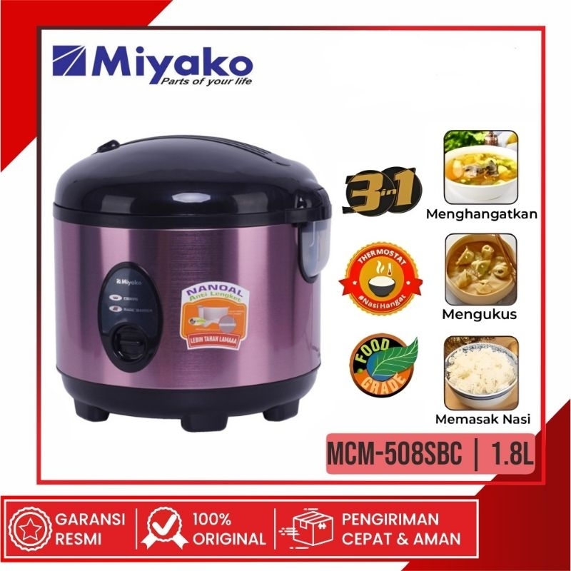 Jual RICE COOKER MAGICOM MIYAKO MCM-508 SBC 1.8L 3IN1 DAN ANTI LENGKET ...