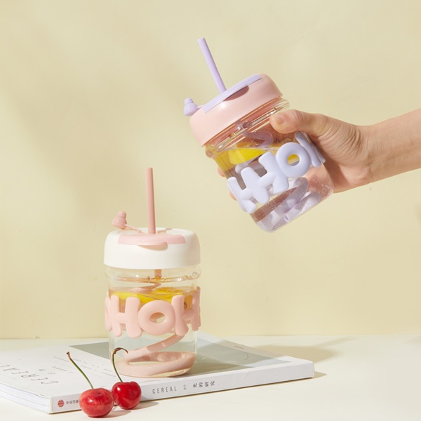 Jual BONBOX Purple Botol Air Kaca Pyrex 400ml Tumbler Pyrex Glass Botol ...