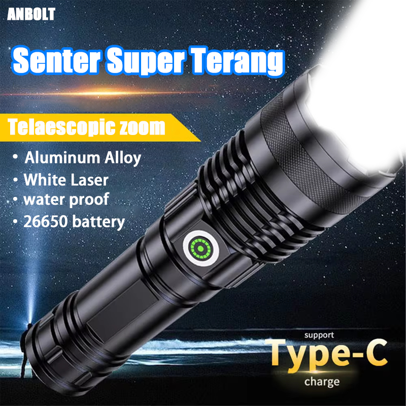 Jual Anbolt【Ready stock】A55 Senter LED Super Terang Tahan Lama Laser Jarak Jauh USB C ...