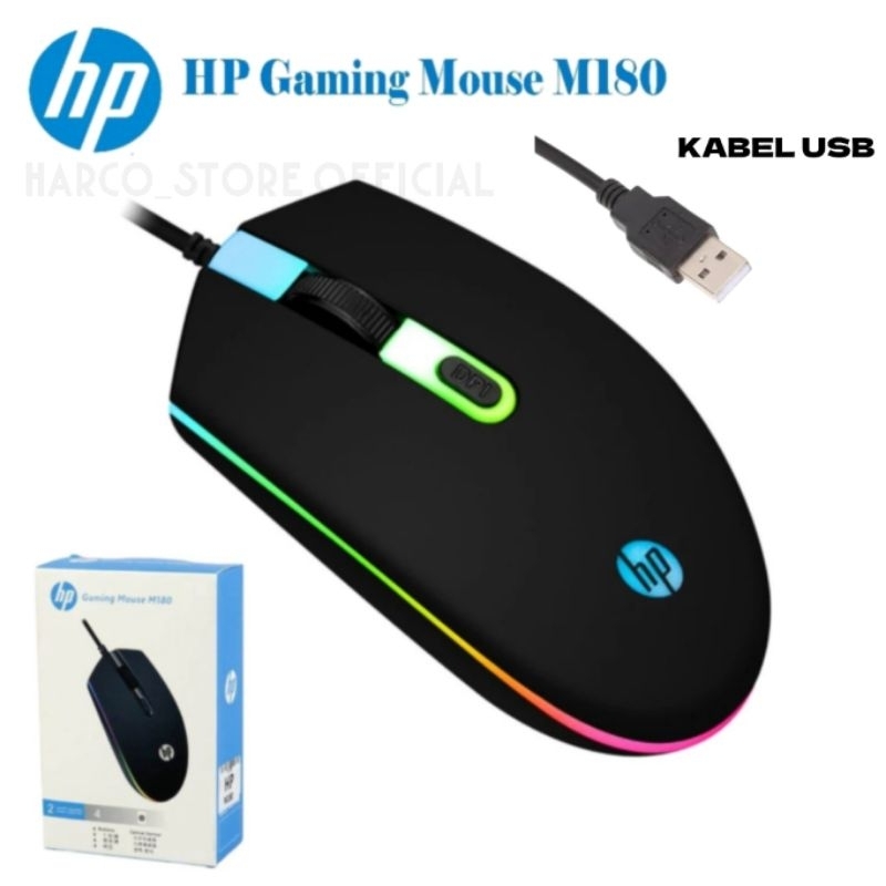 Jual MOUSE GAMING HP M180 LED RGB /MOUSE HP M180 WIRED USB | Shopee Indonesia