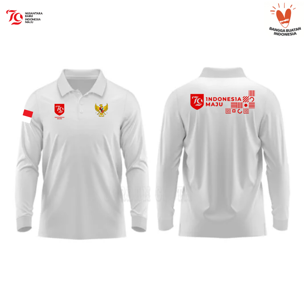 Jual Polo shirt Tshirt Kaos Kerah Lengan Panjang Kemerdekaan 17 Agustus HUT RI Indonesia Maju ...