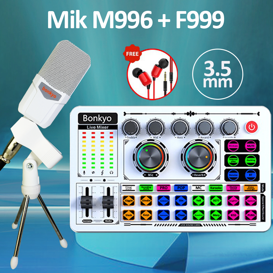 Jual Bonkyo F999/F999MAX/F999NEO + M996 sound card microphone set ...