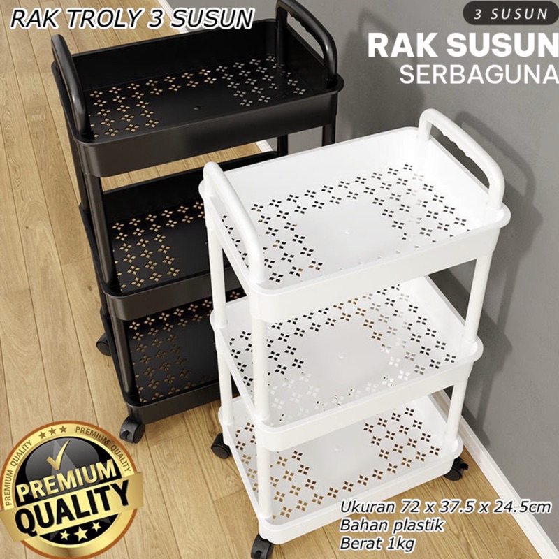 Jual RAK TROLY 3 SUSUN || RAK SUSUN SERBAGUNA || RAK TROLY + RODA ...