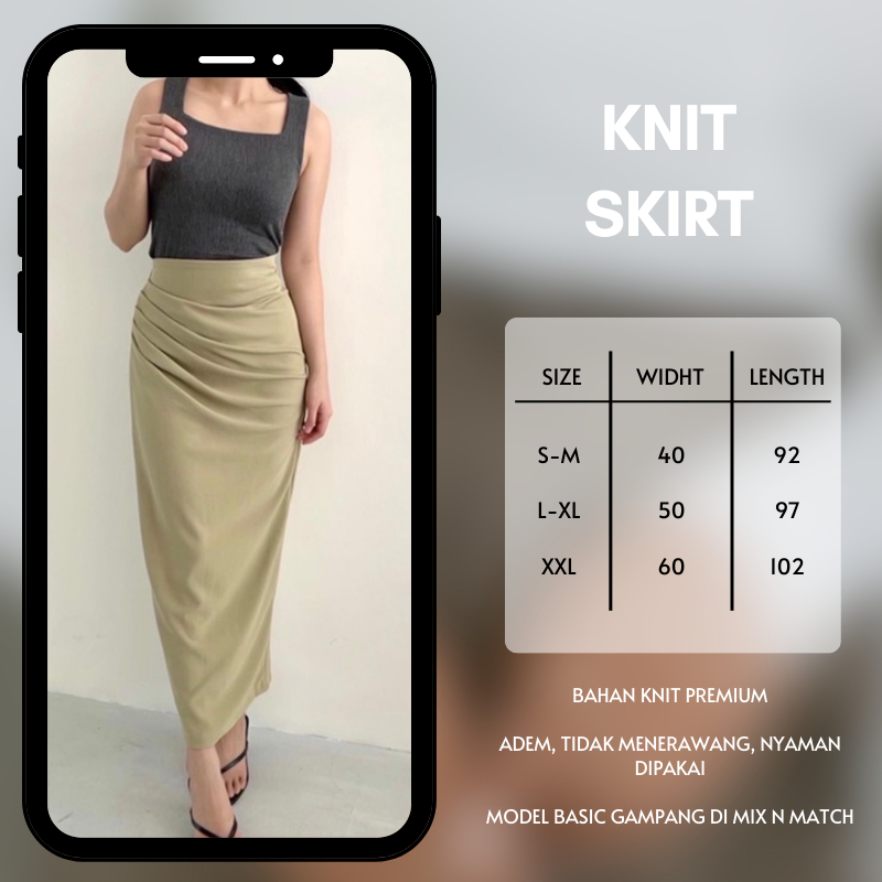 Jual Alterna - Rok Knit Panjang Wanita Maxi Skirt Rok Span Korean Style ...
