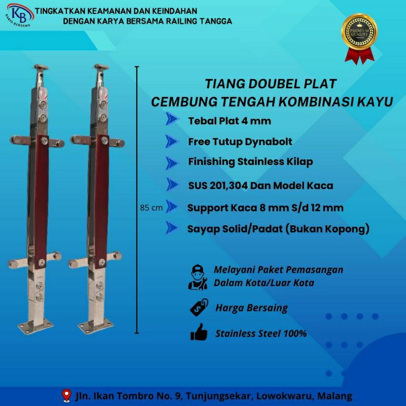 Jual Tiang railing tangga kaca ss201 304 Railing balkon kaca tiang ...