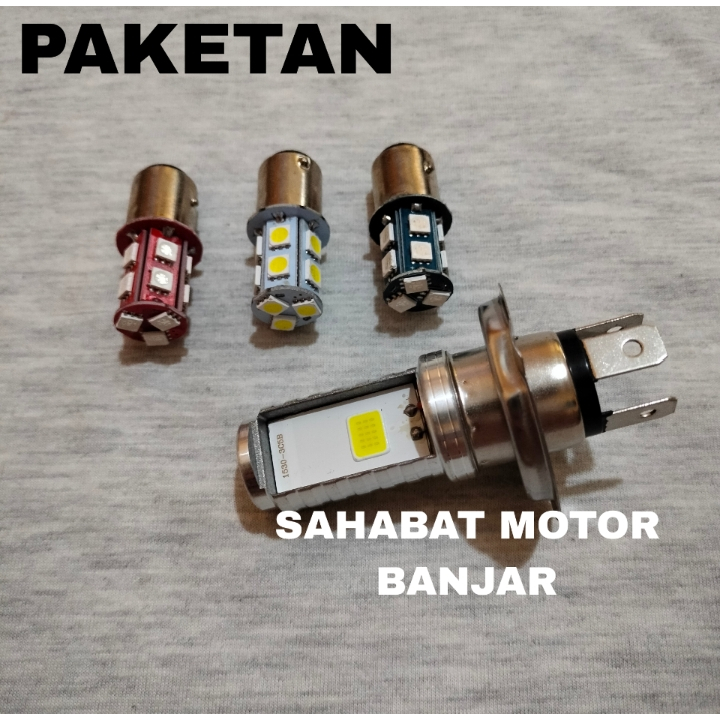 Jual Paket Lampu Stop 13 mata + Lampu led putih ac dc kaki 3 h4 mobil motor H-4 Waterproof LAMPU ...