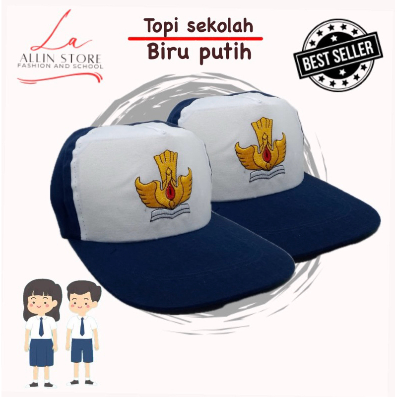 Jual Topi Sekolah SMP Biru Putih Bordir Kretekan Perekat | Shopee Indonesia