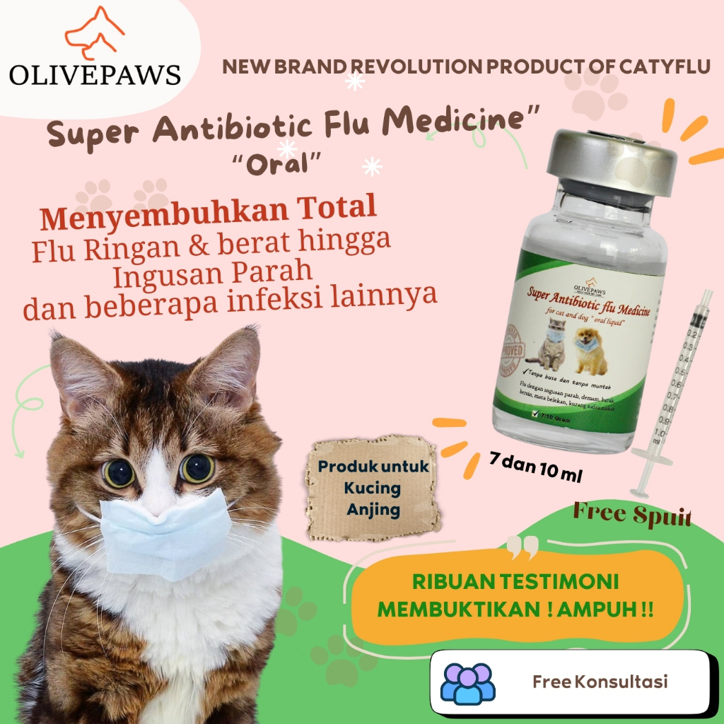 Jual ORAL LIQUID Obat Flu Demam Pilek & Batuk Kucing Anjing Hamster ...