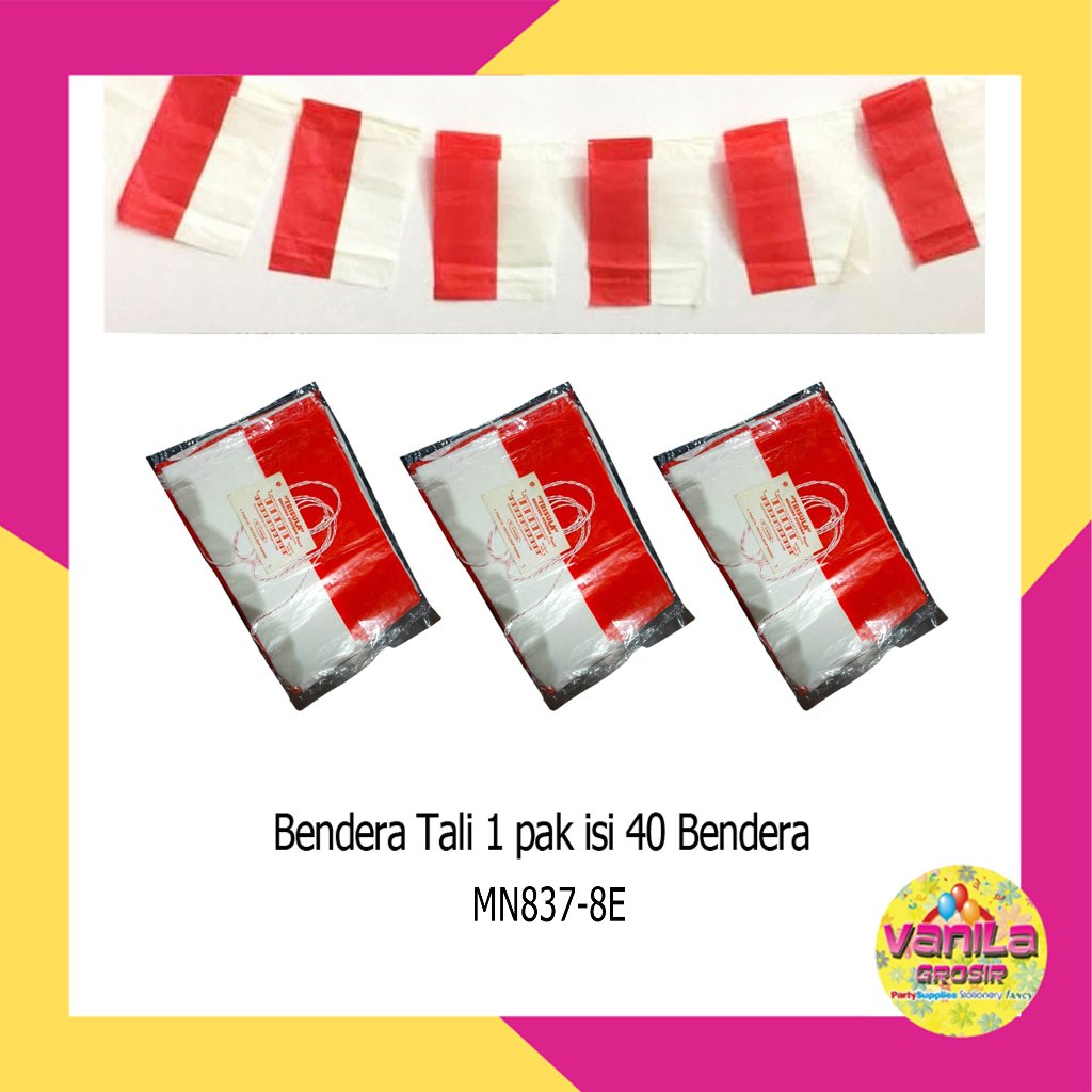 Jual (1Pak Isi 40Pcs) Bendera Merah Putih Tali, bendera plastik ...