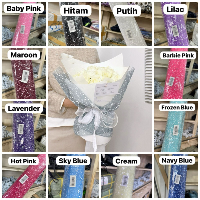 Jual KERTAS BUKET KAIN TILE SNOW dijual per ROLL 50 cm x 3,7 m | Shopee ...