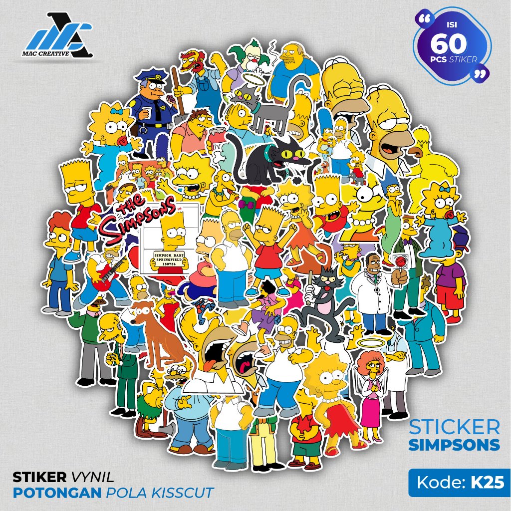 Jual [ MAC ] 60 PCS STICKER THE SIMPSONS LENGKAP LUCU AESTHETIC ANTI ...