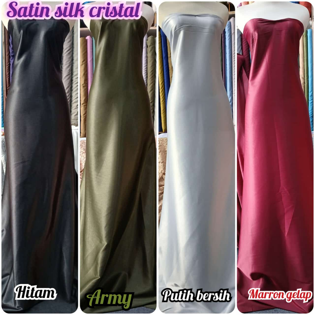 Jual kain satin silk cristal isi 50 cm,kain daleman puring kebaya ...