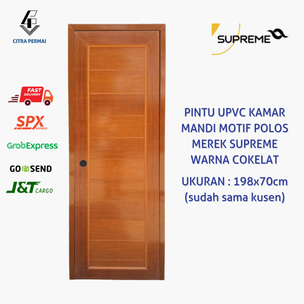 Jual PINTU UPVC KAMAR MANDI POLOS COKELAT URAT KAYU MEREK SUPREME ...