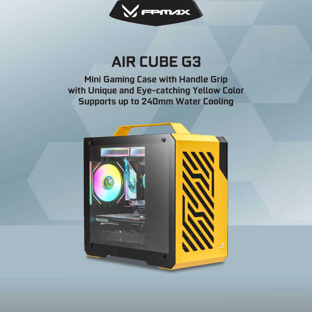 Jual CASING FPMAX Air Cube G3 Yellow Metal + Handle + 1 Fan ARGB mATX ...