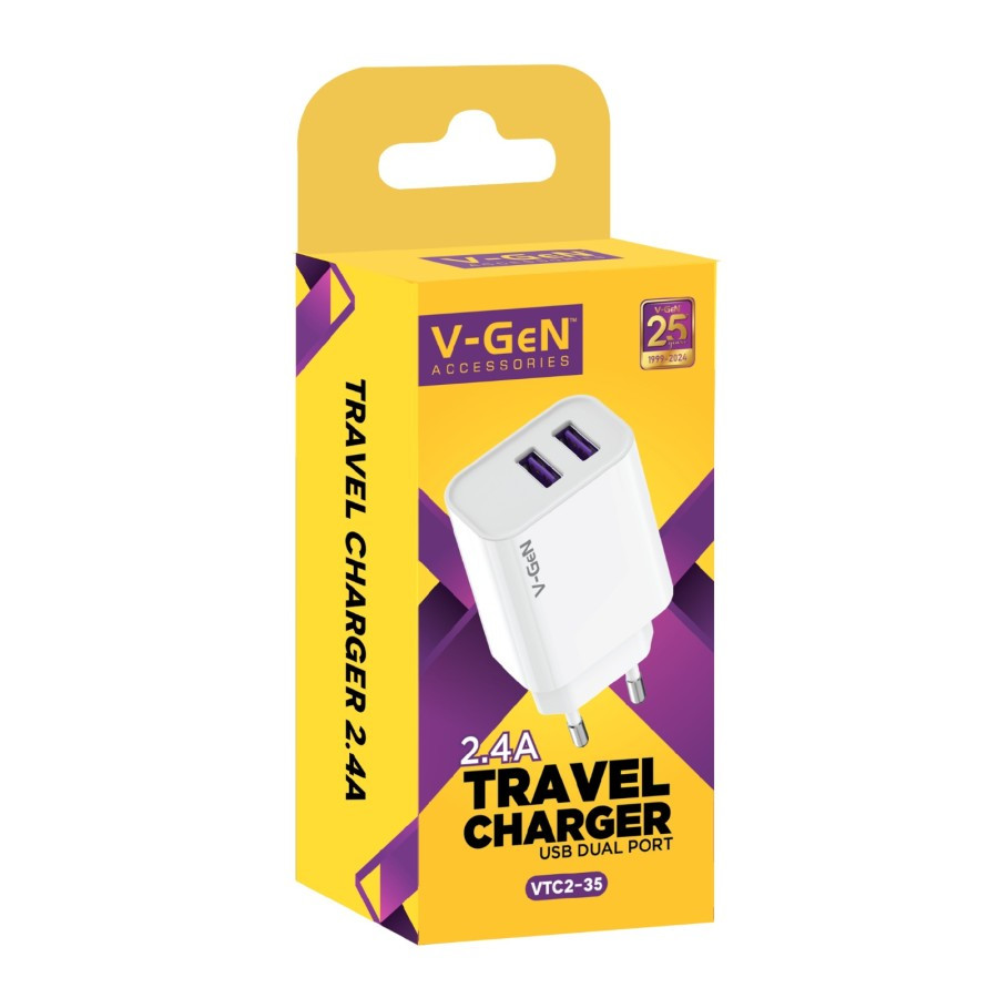 Jual Adaptor Travel Charger V-GeN VTC2-35 2.4A Dual Port USB | Shopee ...