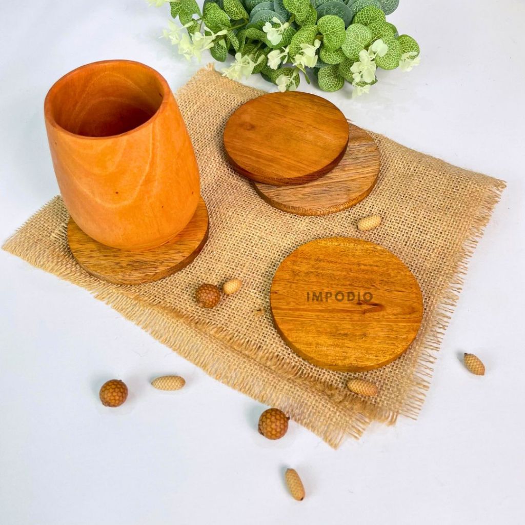 Jual Tatakan gelas - coaster bulat kayu aksesoris photography | Shopee ...
