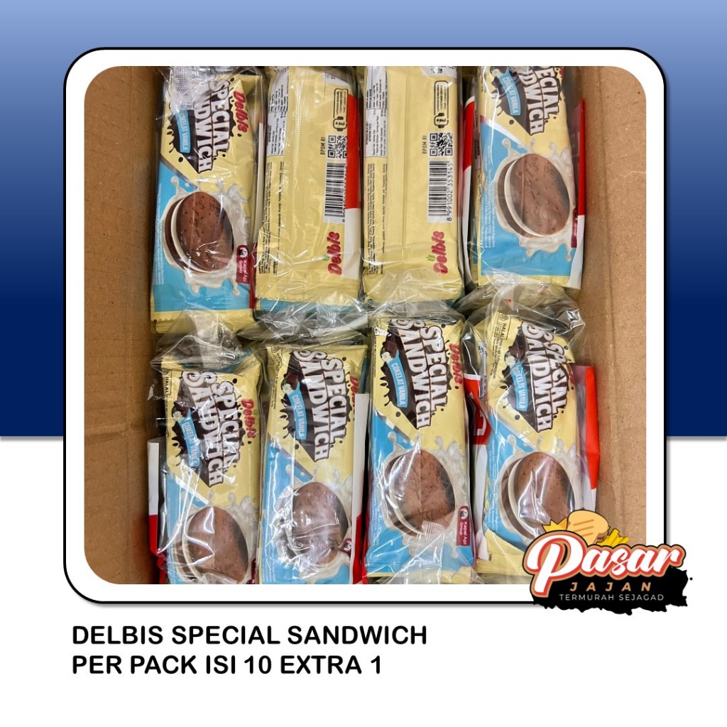 Jual Delbis Special Sandwich Cokelat Vanilla (10+1 Sachet x 19.4 gram ...