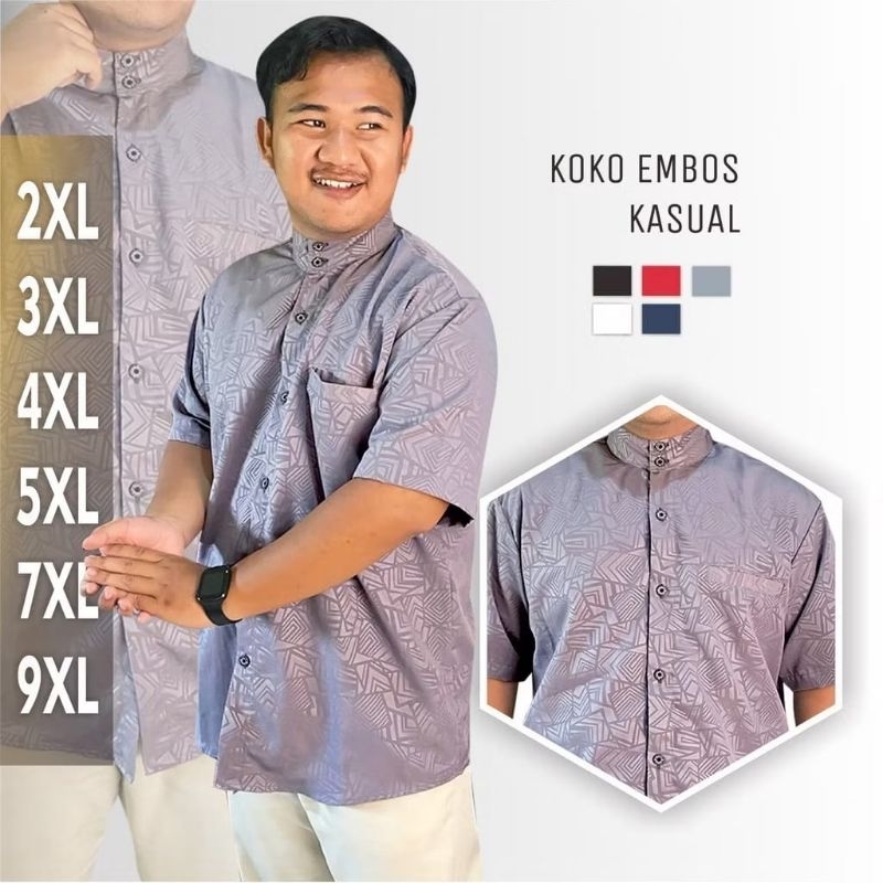 Jual kemeja Koko sultan embos hitam ukuran 9xl 7xl 5xl 4xl 3xl 2xl XXL ...