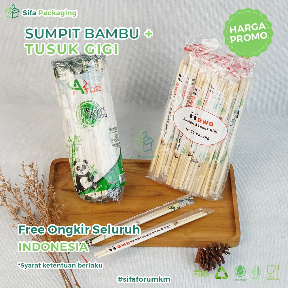 Jual Sumpit Bambu Panda + Tusuk Gigi Sumpit Steril Higienis Isi 50 ...