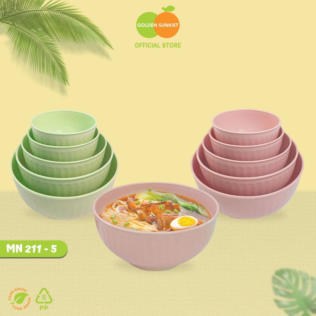 Jual Mangkok Set 5 IN 1 Golden Sunkist Mangkok Aesthetic Mangkok ...