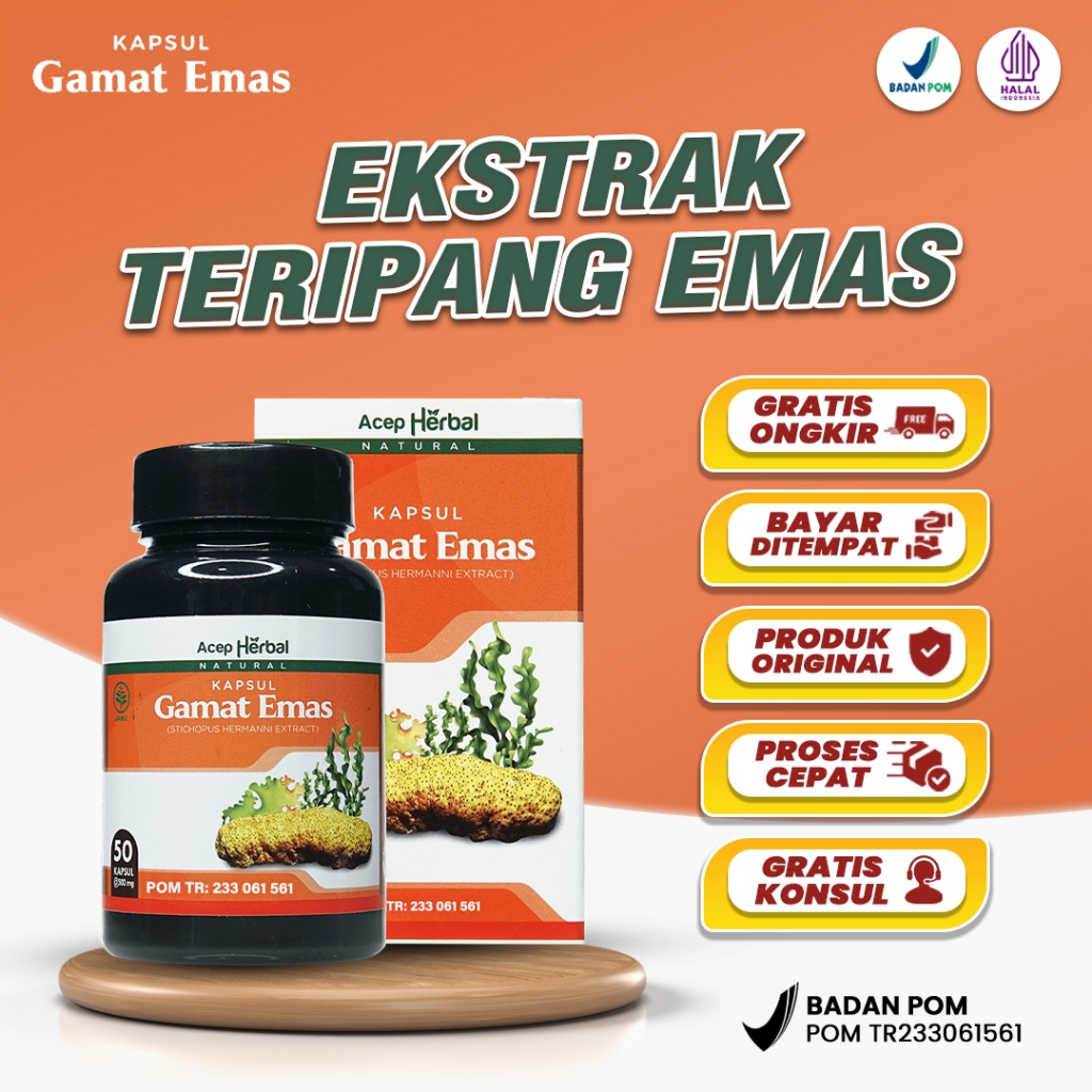 Jual Herbtimeid - Gamat Emas Kapsul Asli 100% Original Isi 50 Kapsul ...