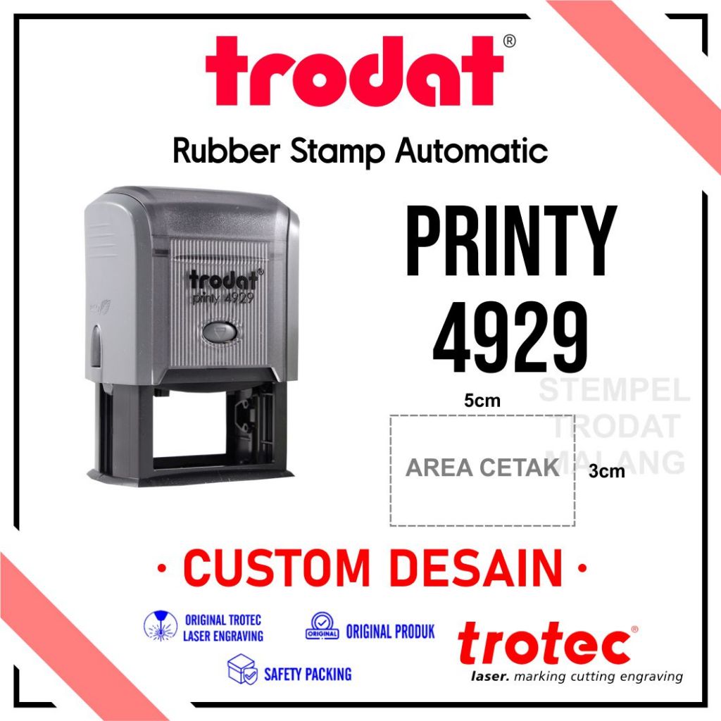 Jual Stempel Trodat 4929 ( 50 x 30 mm) stempel warna otomatis, original trodat) | Shopee Indonesia