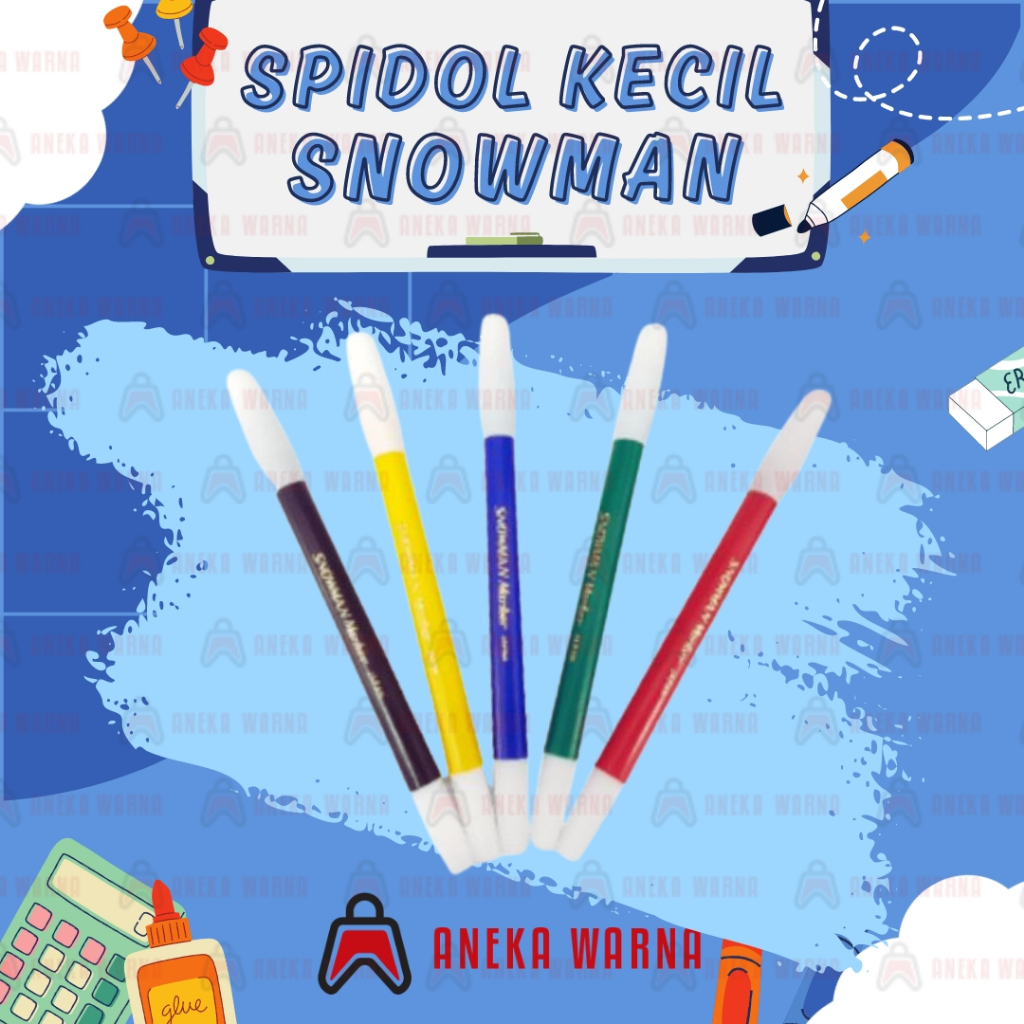 Jual SPIDOL KECIL | SNOWMAN MARKER PW-1A | WARNA HITAM BIRU MERAH ...