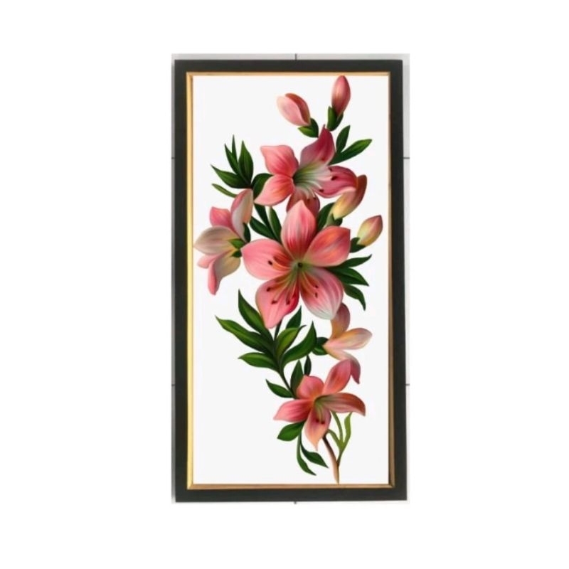 Jual Hiasan dinding cetak gambar plus bingkai bunga oren ukuran 100*50 ...