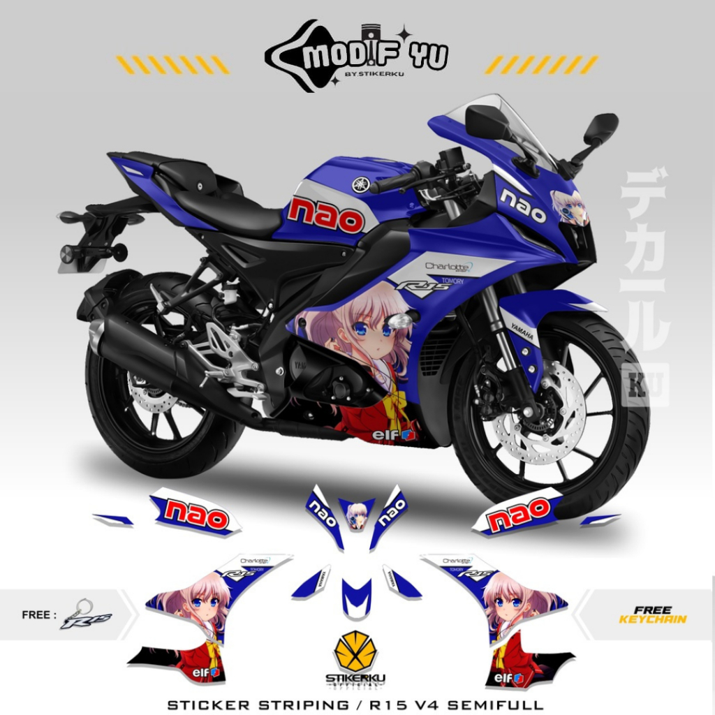 Jual STICKER STRIPING / YAMAHA R15V4 EDISI NAO / CAHRLOTTE / SEMIFULL ...
