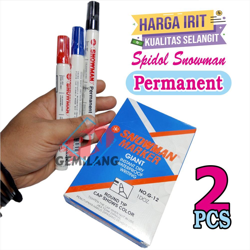 Jual MURAH SPIDOL SNOWMAN PERMANENT HITAM, BIRU, MERAH HARGA 2 PCS ...