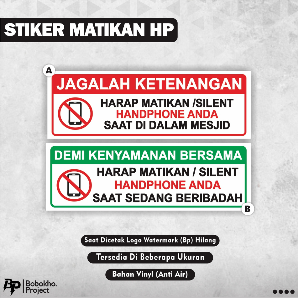 Jual Sticker Matikan Hp saat Beribadah / Sticker Matikan Handphone di ...
