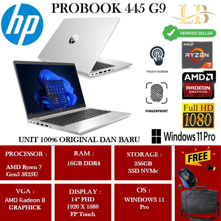 Jual Laptop Gaming HP Probook 445 G9 Ryzen7 5825U 16GB 256GB SSD 14 ...