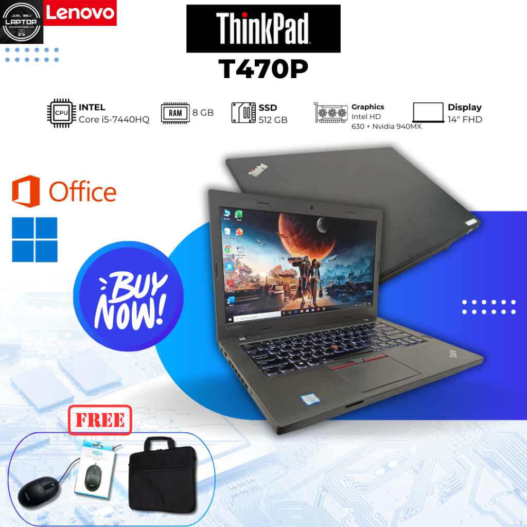 Jual LAPTOP LENOVO THINKPAD T470P (Core i5-7400HQ, Ram 16 GB, Nvidia ...