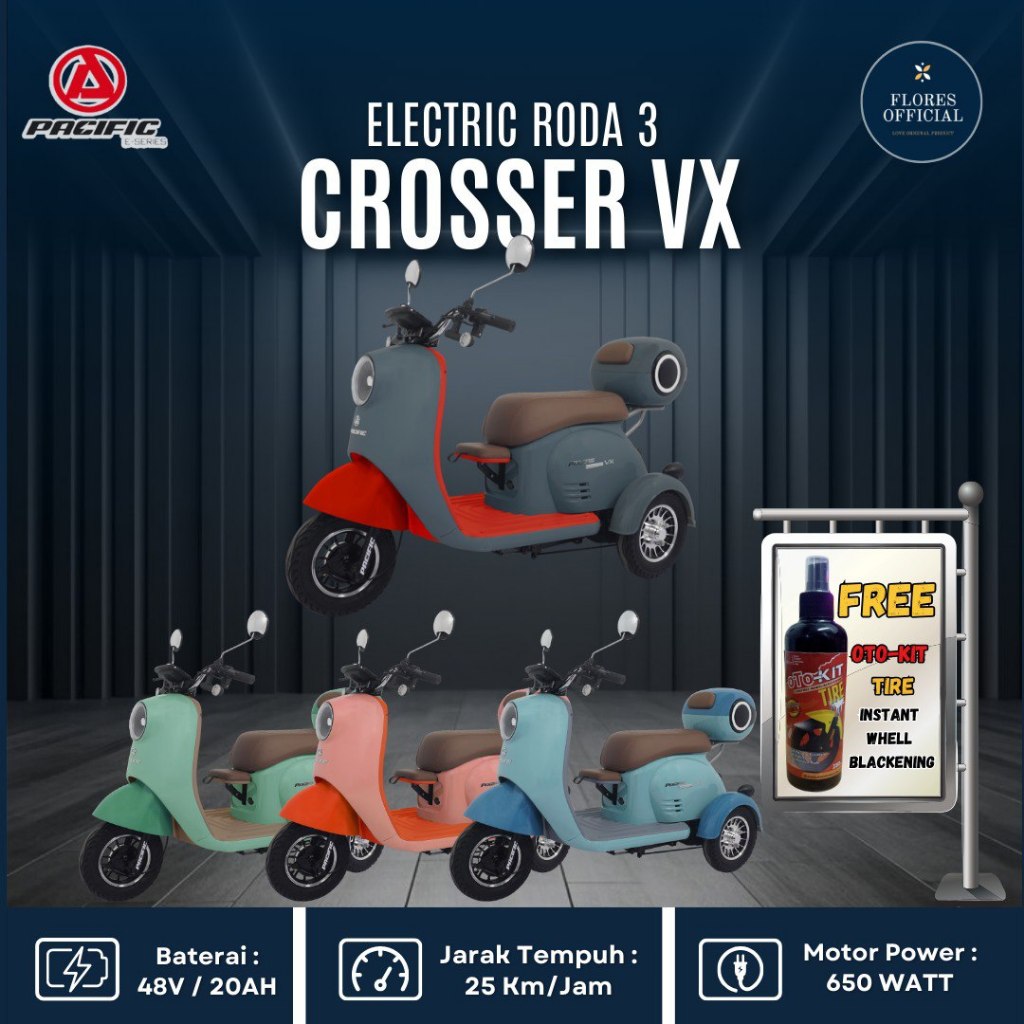 Jual SEPEDA MOTOR LISTRIK PACIFIC RODA TIGA CROSSER VX | Shopee Indonesia