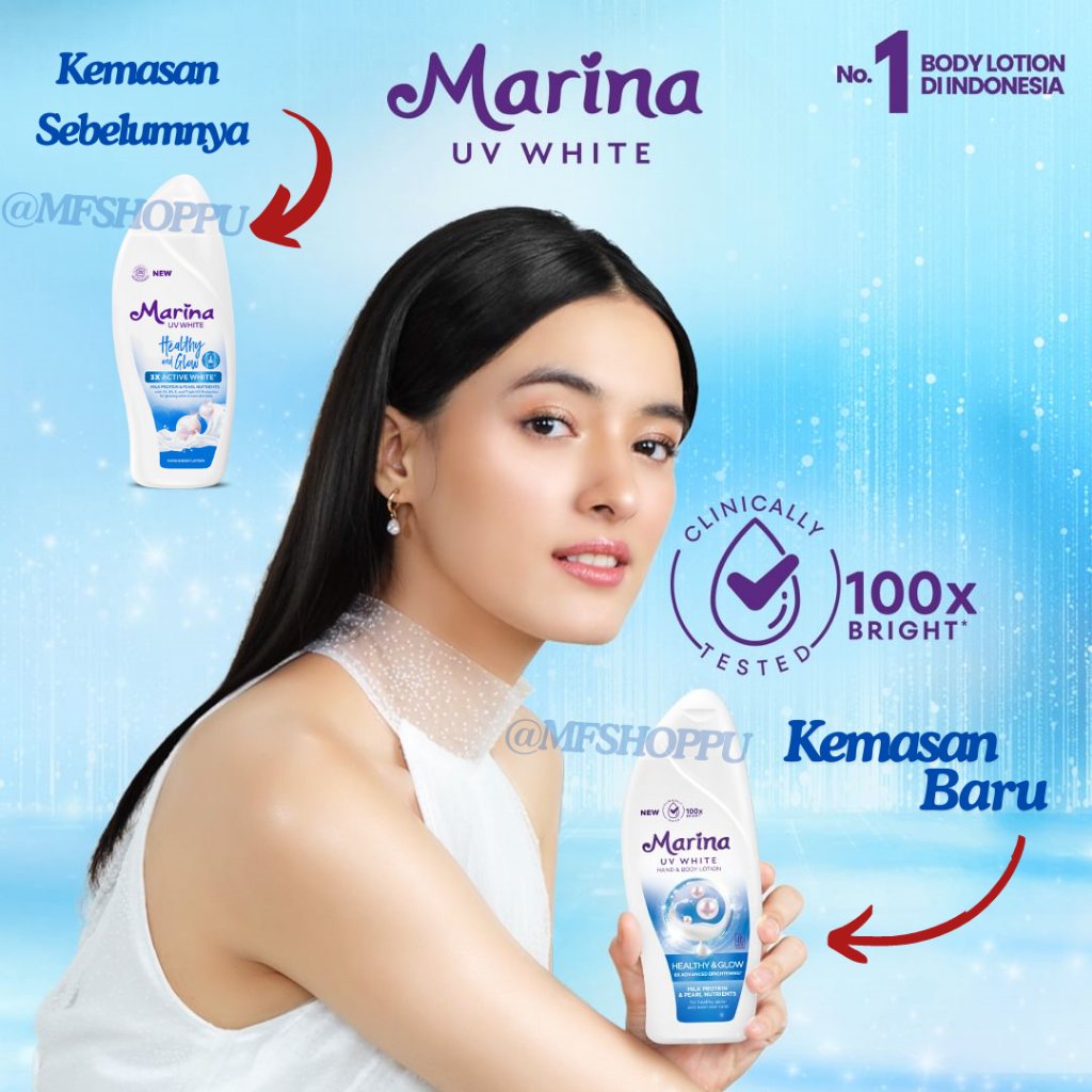 Jual Marina UV White Body Lotion Besar, Jumbo, 350, 460, 185 ml biru ...