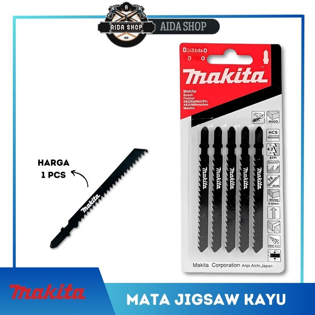 Jual Makita Mata Gergaji Kayu Mata Jigsaw Makita T Shank Blade Pedang ...
