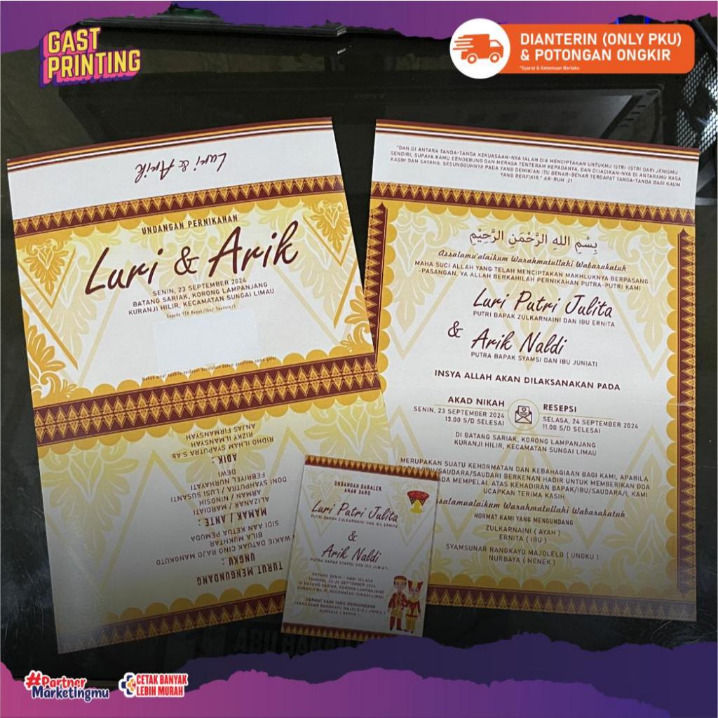 Jual Cetak Undangan Lipat 3 Trifold A5 Custom Mewah Perrim Kertas 230gr ...